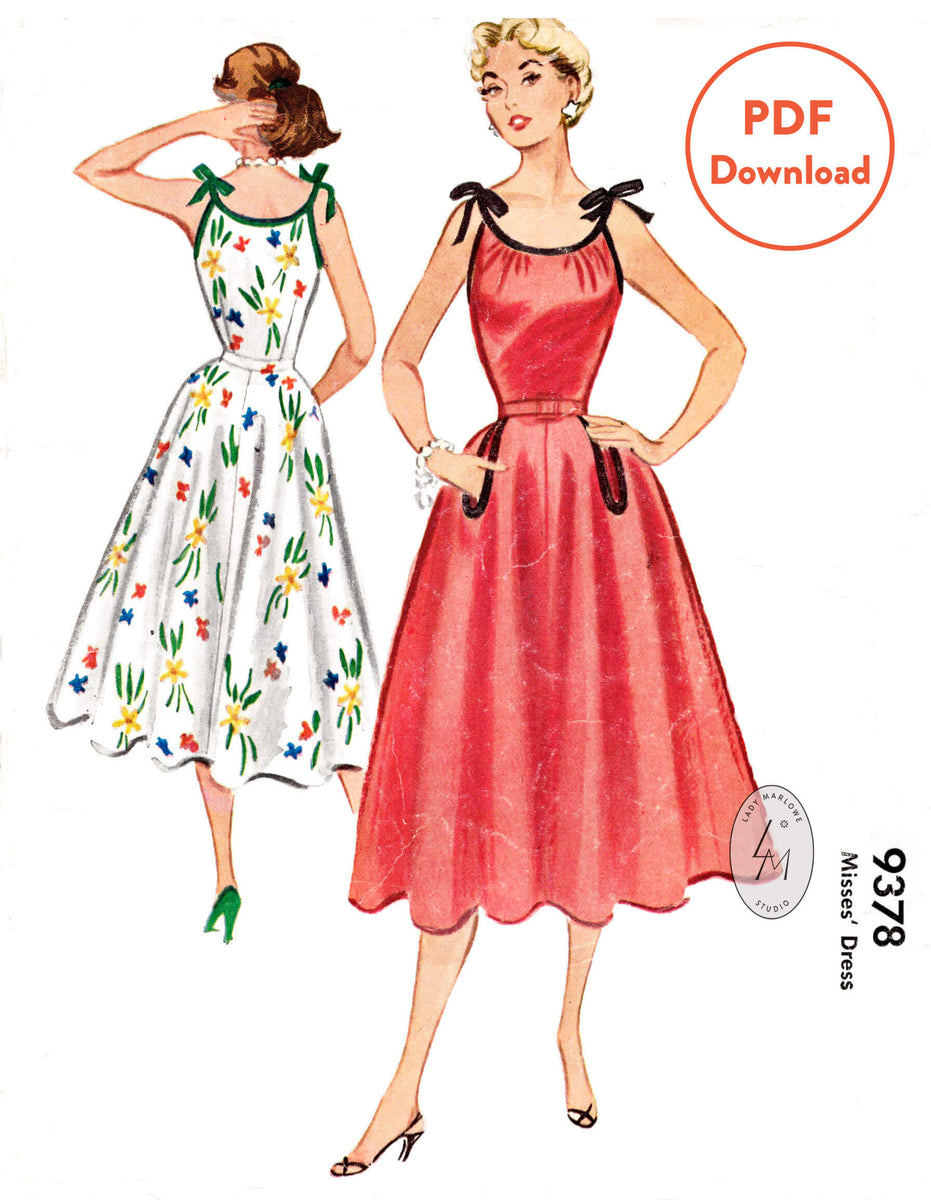 1950s cocktail dress vintage sewing pattern PDF download – Lady Marlowe